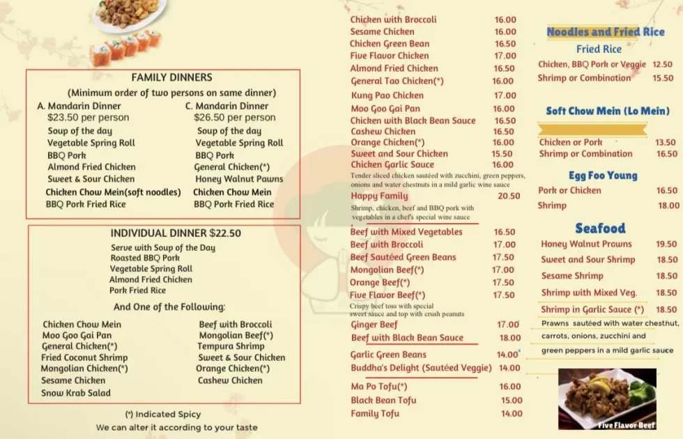 Menu - Mandarin Kitchen